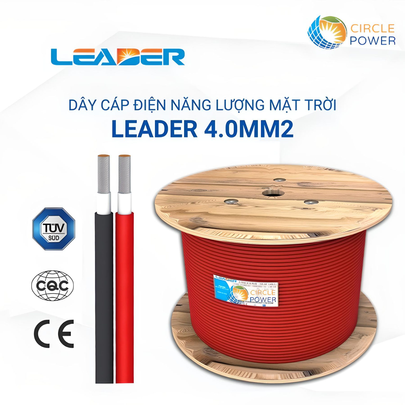 Dây cáp DC Solar Leader 4.0 (4mm2) – Năng Lượng Mặt Trời Circlepower